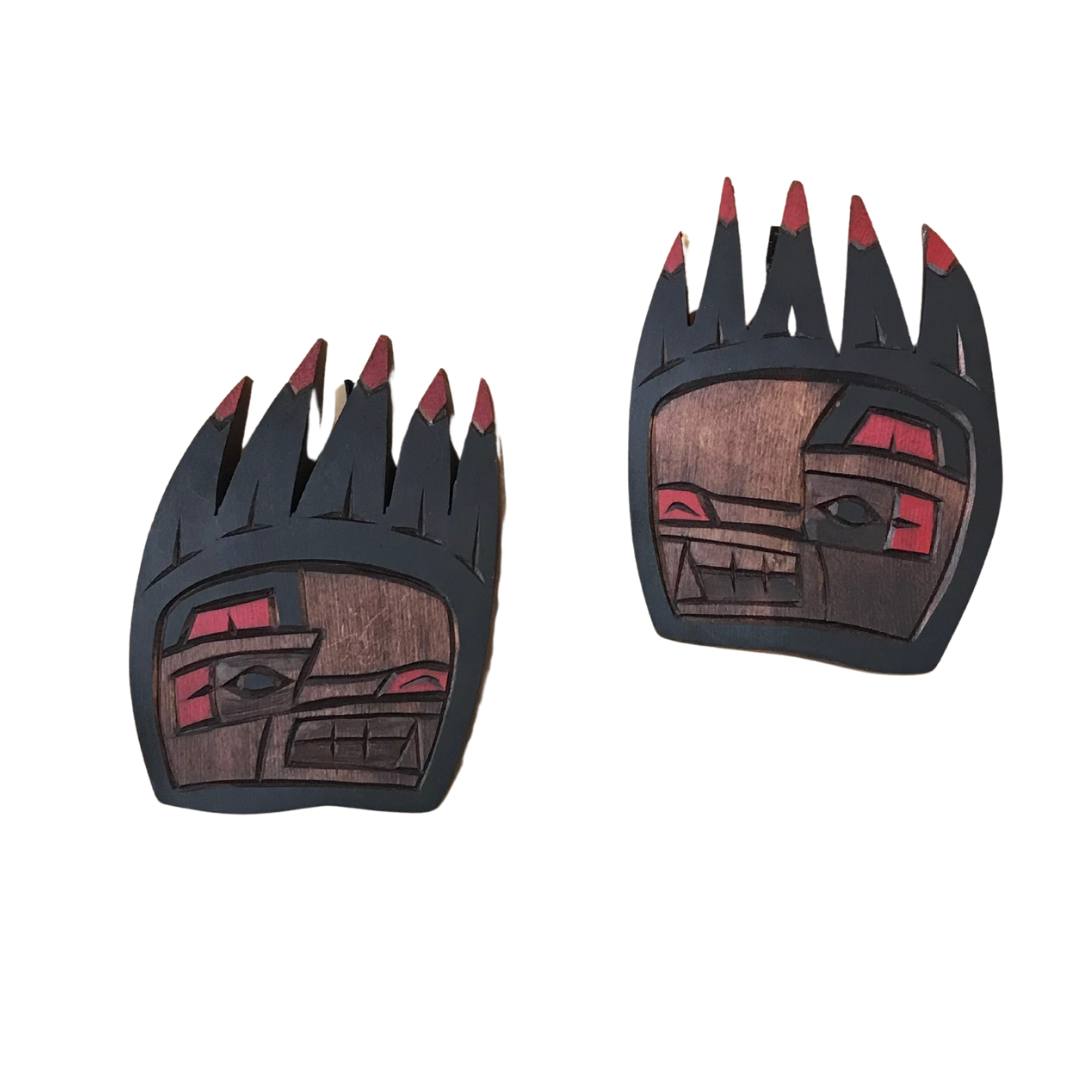 Hand Carved Plaque - Mini Bear Paw (Red) Delbert Peter – I-Hos Gallery